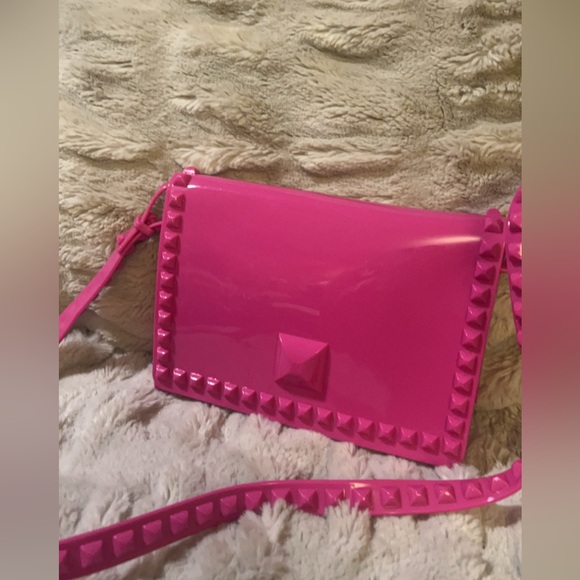 Carmen Sol | Bags | Carmen Sol Italian Jelly Chic Pink Studded Shoulder ...